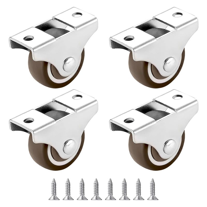 Set of 4 Small Wheel Castors Rubber Furniture Castors Heavy Duty ...