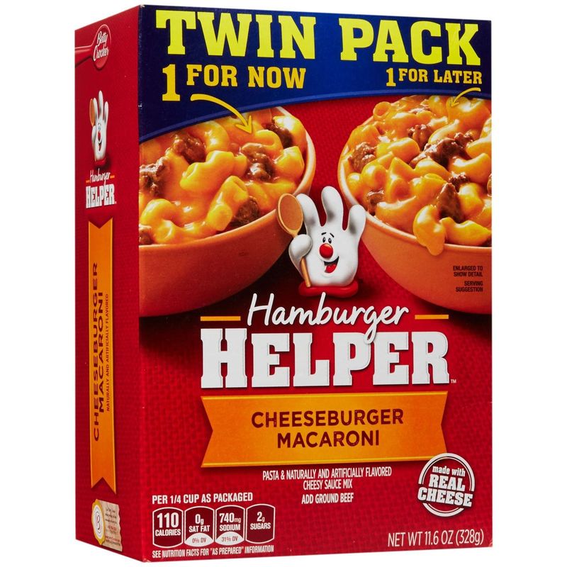 Hamburger Helper Pasta Dinner Kit, Twin Pack - Cheeseburger Macaroni ...