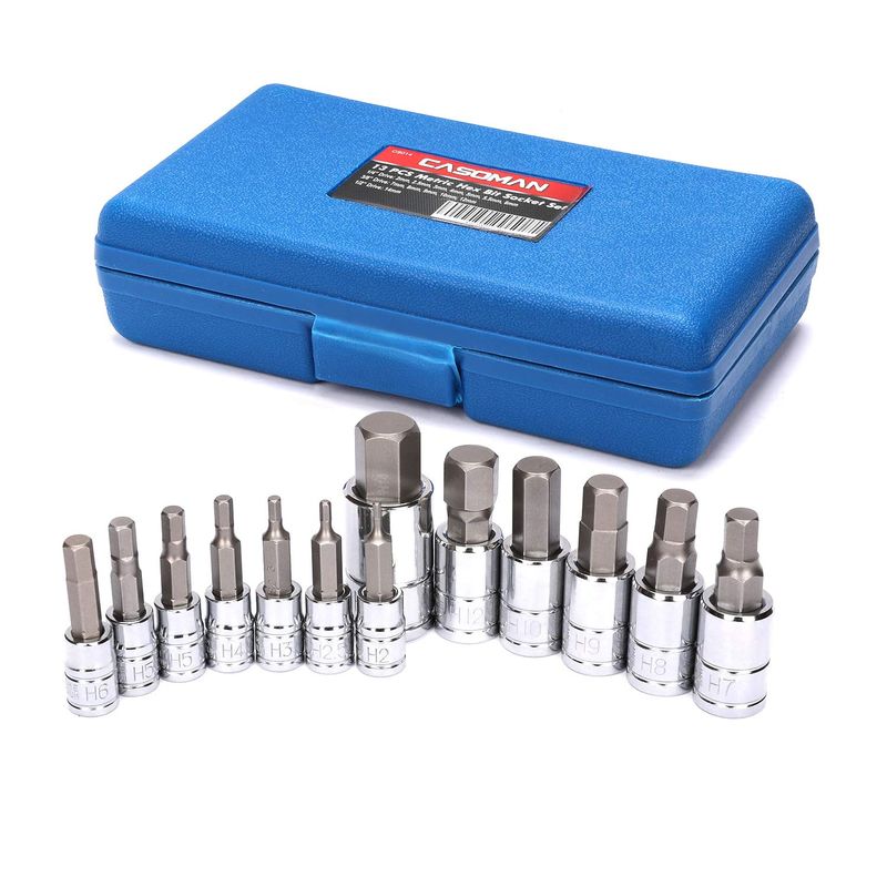 CASOMAN Hex Bit Socket Set, 13PCS Set, Metric, 2mm-14mm Hex Socket, Alan Key Socket Set, Cr-V&S2 ...