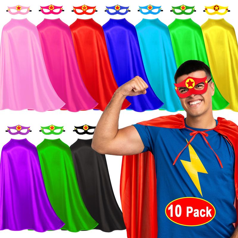 iROLEWIN Superhero-Capes and Masks for Adults Teens Party Bulk Gifts as ...