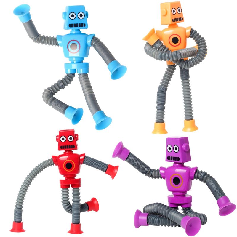 SYSAMA 4 Pcs Telescopic Suction Cup Robot Toy, Coolest Pop Tubes ...