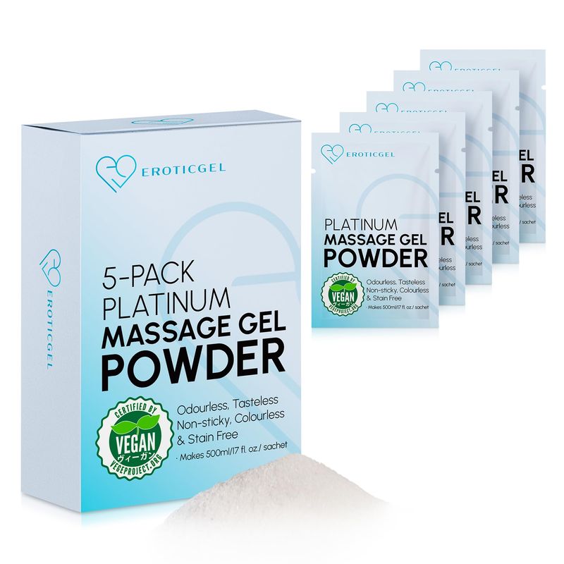 5 x Eroticgel Premium Massage Gel Powder - 5g travel sachets at 500ml ...