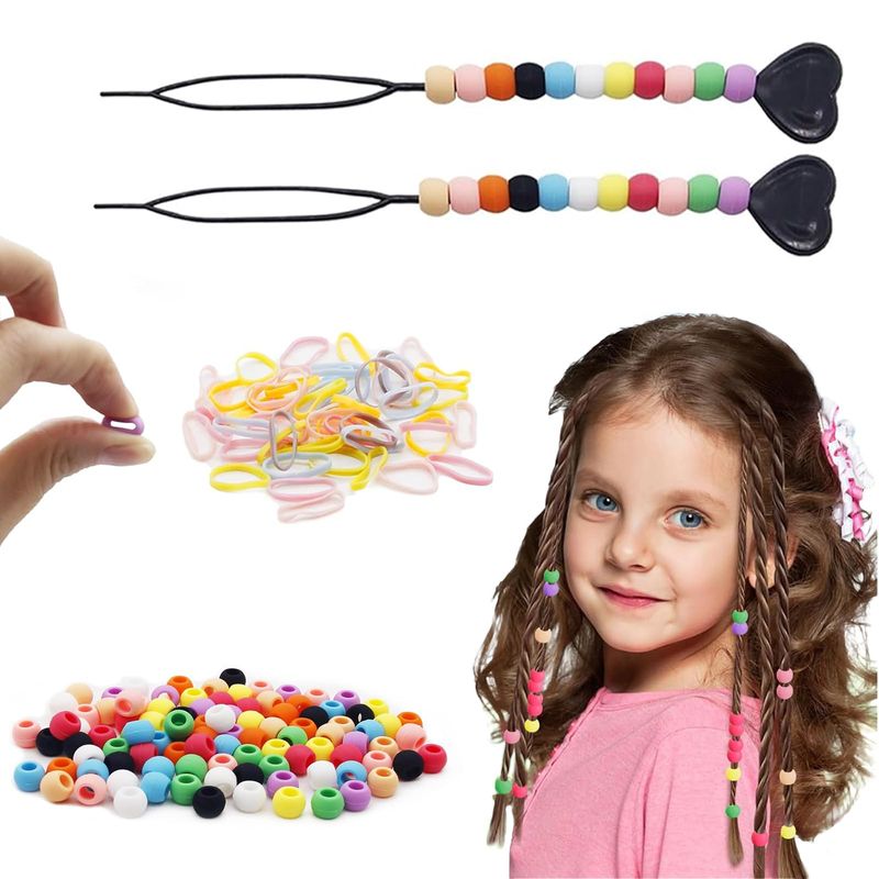 50pc Soft Colorful Silicone Hair Beads for Girls, Women's Hair ...