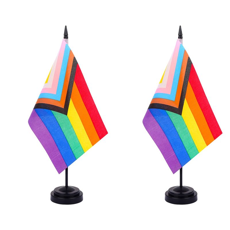 JBSJBS Pride Gay Desk Flag 12" Solid Pole Deluxe Set New Intersex ...