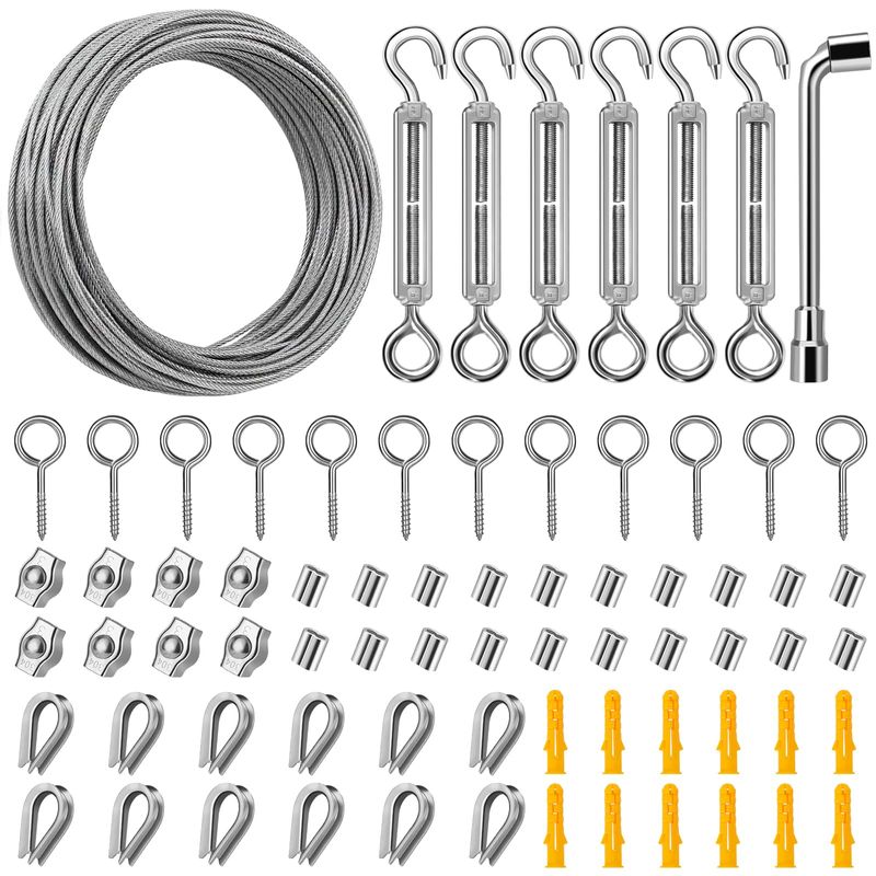 DIYLAND Wire Rope Kit, 35m/2mm Stainless Steel Wire Rope Cable, M4 ...