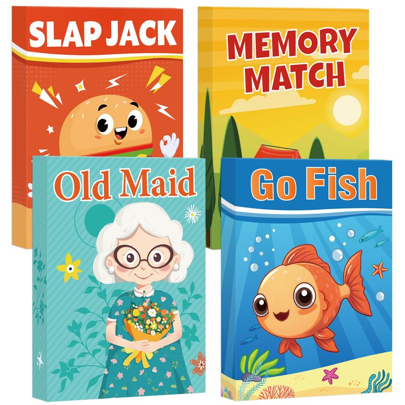 Card Games for Kids Toddlers,Go Fish,Old Maid,Slap Jack and Memory ...