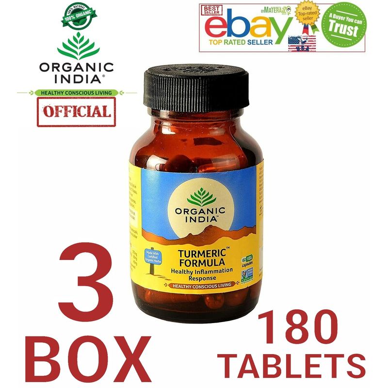 Turmeric Formula Organic India OFFICIAL USA 3 Bottles 180 Caps Immunity ...