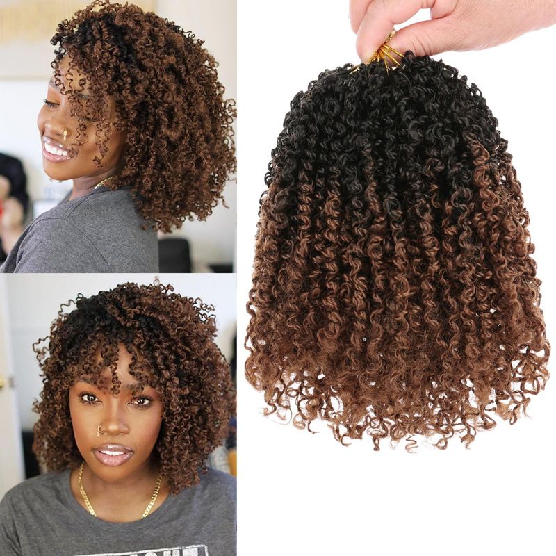 Samtress 8 Packs Pre Looped Yanky Twists Crochet Hair Ombre Brown ...