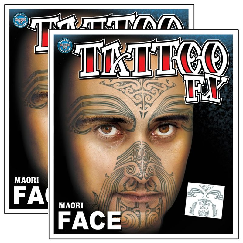 Maori Warrior Moko Temporary Face Tattoo Kit - Set of 2 Complete Kits ...
