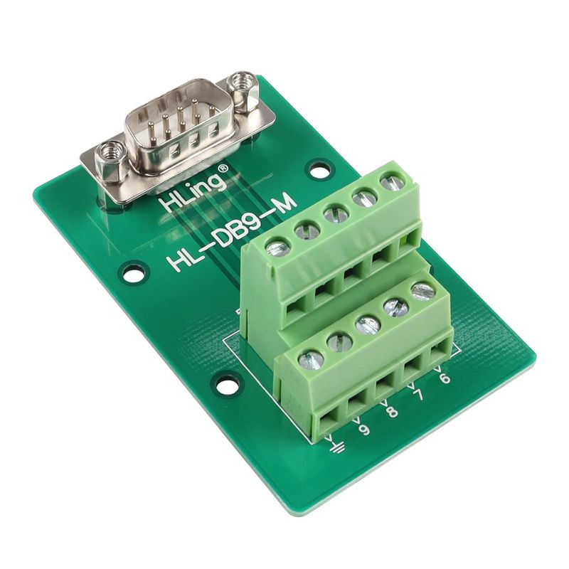QIANRENON RS232 DB9 Male Breakout Board DB9 Male to Wiring Terminal ...