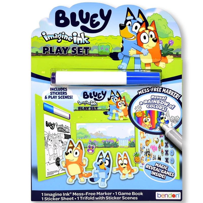 Bluey Imagine Ink Coloring and Stickers Set for Kids Road Trip & Travel ...