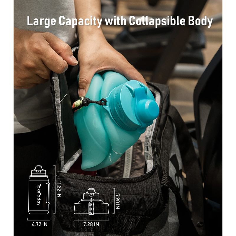 TakeToday 68 oz Collapsible Water Bottles With Straw, Half Gallon Water ...
