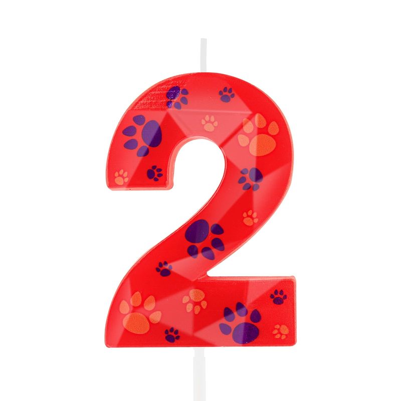 Hongplus 3D Red Number 2 Dog Paw Birthday Candles Dog Paw Prints ...