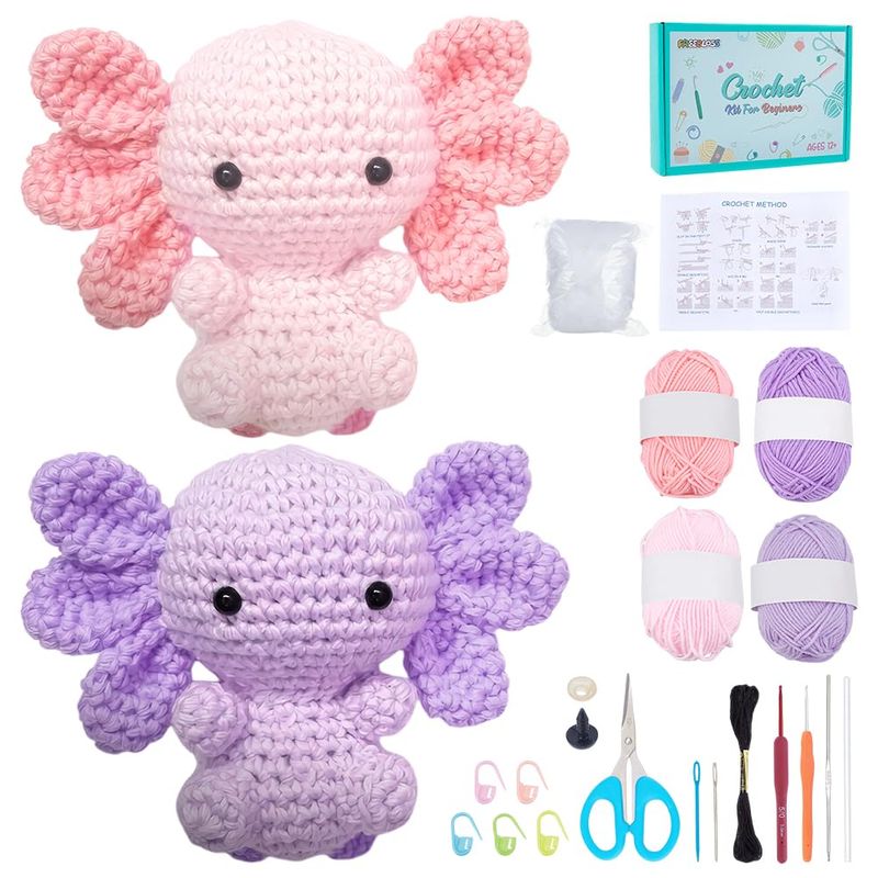 FREEBLOSS 2 Set Crochet Kit for Beginner Crochet Salamander Kit Crochet ...