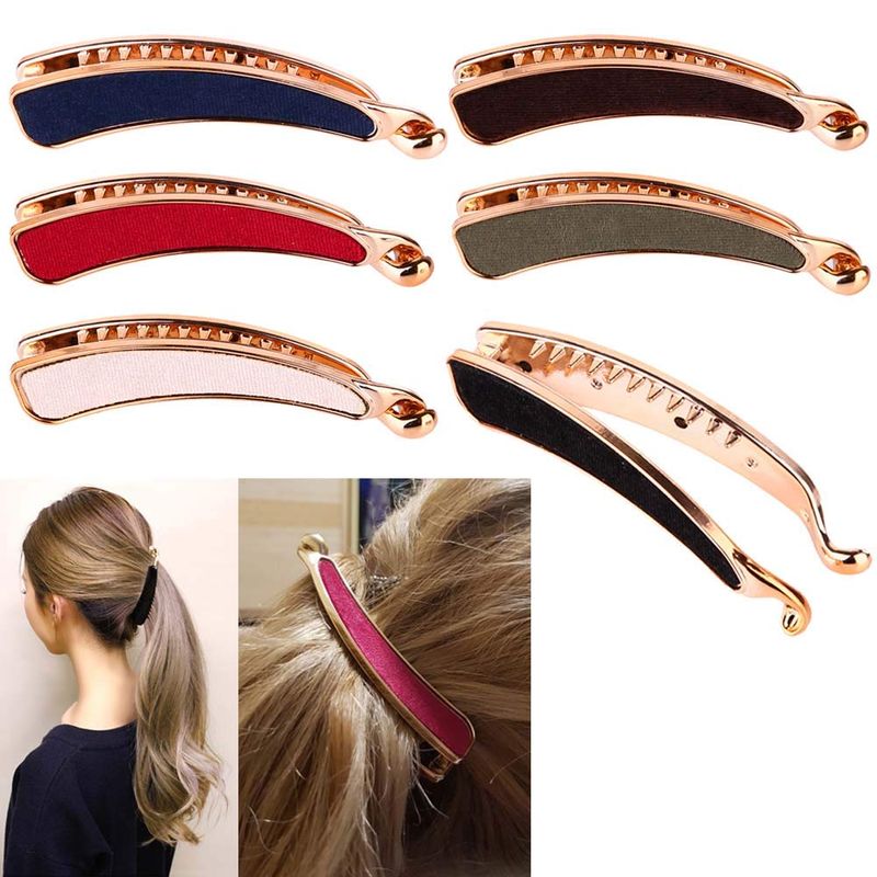 Luckycivia 6 PACK Women Classic Banana Hair Clip, Ponytail Holder Grips ...