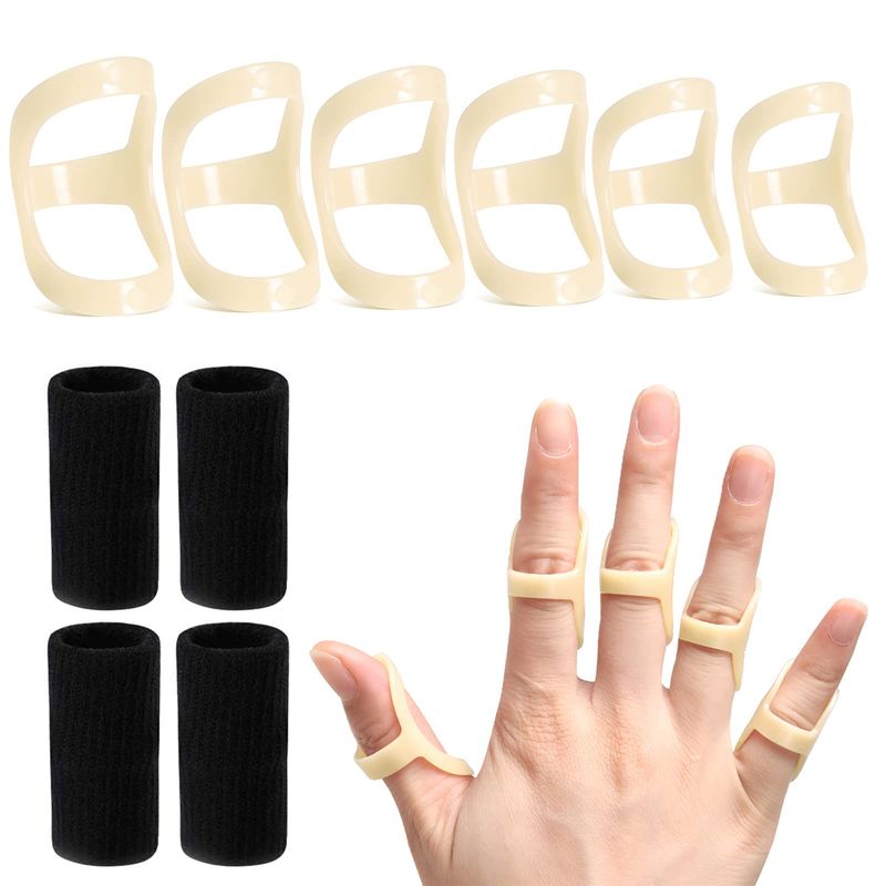 10Pcs Oval Finger Splints & Sleeves Kit, 6 Graduated Oval Trigger Finger Splint & 4 Finger ...
