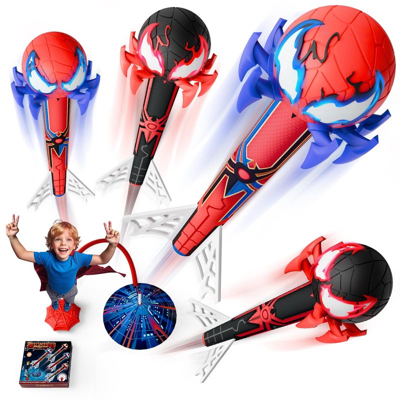 Spider Rocket Launcher for Kids, 4 Spider Rockets with Web Air Pump ...