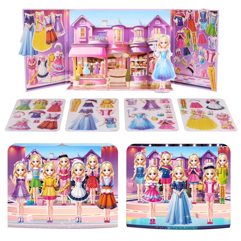 Yuzee Magnetic Dress Up Dolls for Girls - Paper Doll Dress Up Game ...