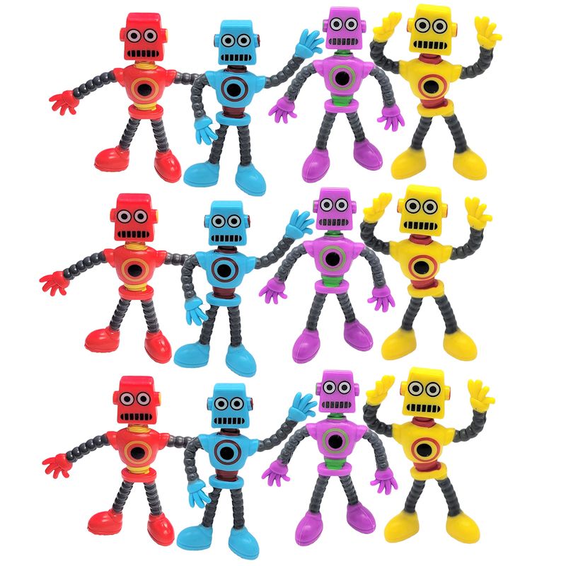 AMERICAN WIT Cool Colorful Bendable Flexible Rubber Robots (4") Figures ...