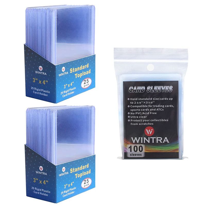 WINTRA 3" x 4" 50 Count 35pt Topload Hard Card Holder and 100 Count ...