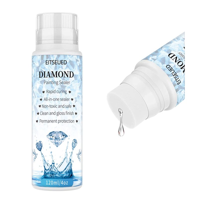 Eitseued Diamond Painting Sealer,Diamond Painting Sealer 120ML with Sponge Head,5D Diamond ...