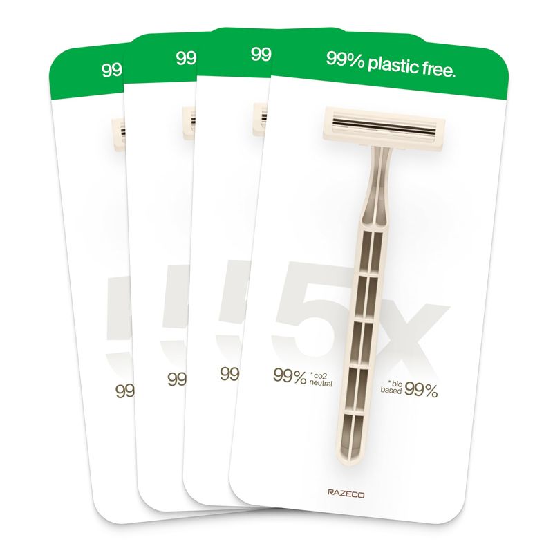 Razeco Plastic-Free Disposable Razors - Pack of 20, 3 Blades ...