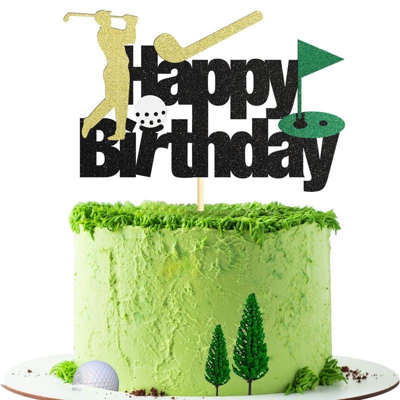Sotpot Glitter Golf Cake Topper, Happy Birthday Golf Cake Decor Golf ...