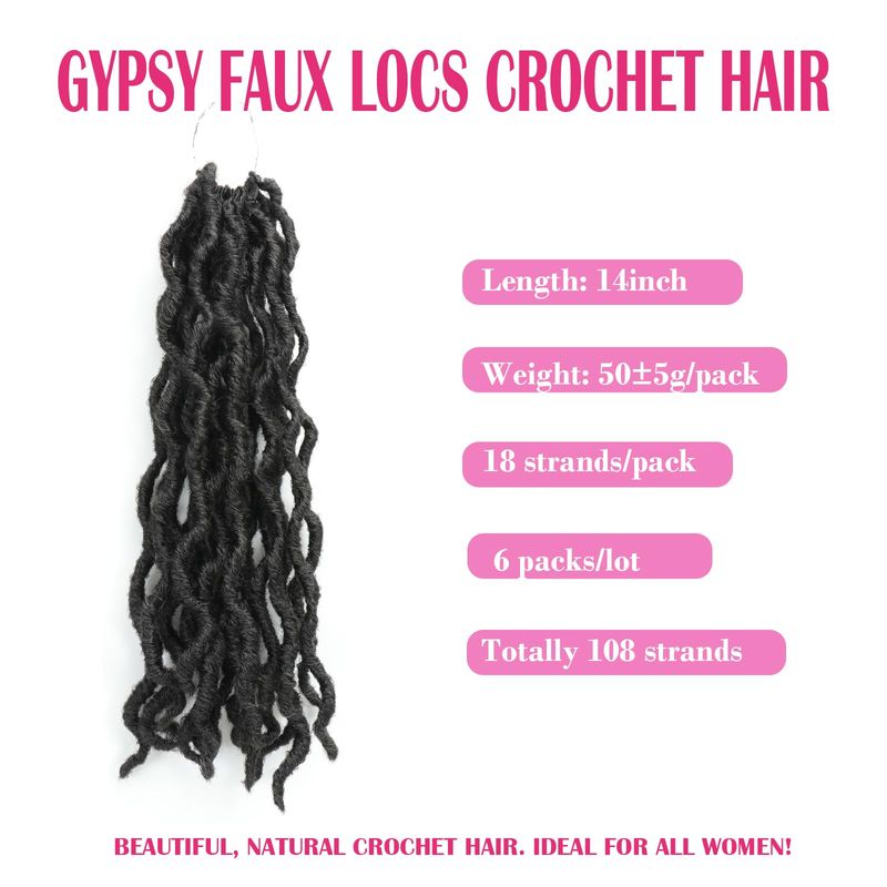 Gypsy Faux Locs Crochet Hair 14inch 6Packs Soft Goddess Locs Pre Looped ...