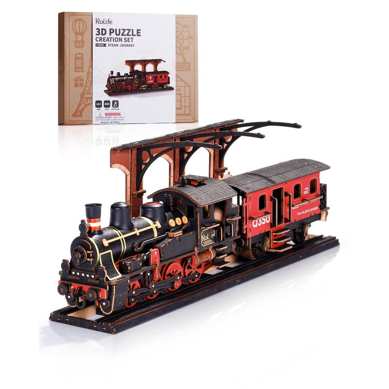 Rolife 3D Wooden Puzzle for Adults, DIY Wood Model Train Sets ...