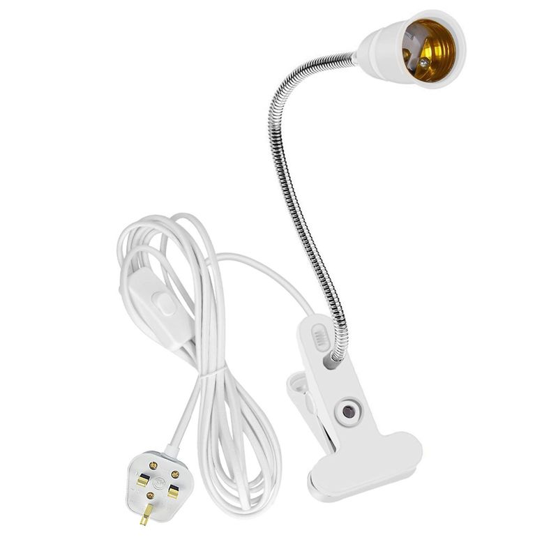 Clip Desk Lamp, E27 Lamp Holder Clip on Bulb Holder Flexible Light Base ...