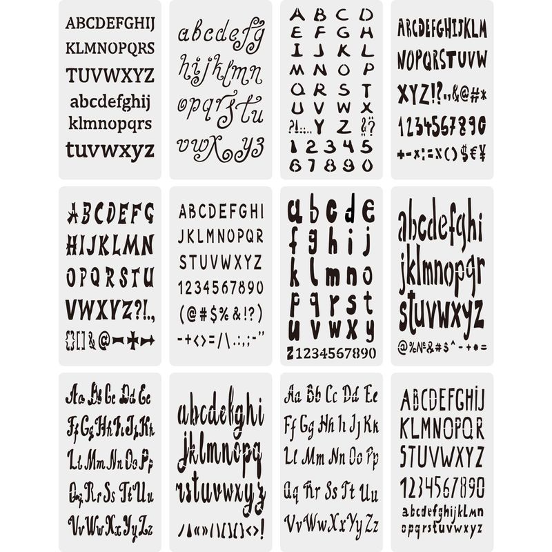 12 Pack Letter Stencils 4 x 7 Inch Alphabet Stencils Number Stencils ...