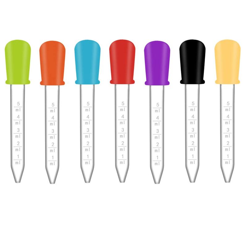 7 Pcs Silicone Pipettes Dropper 5ML Plastic Liquid Dropper with Scales ...