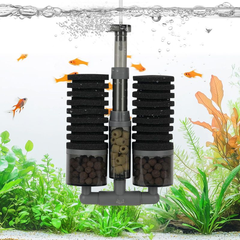 AQQA Aquarium Sponge Filter, Dual Sponge Ultra Quiet Fish Tank Filter ...