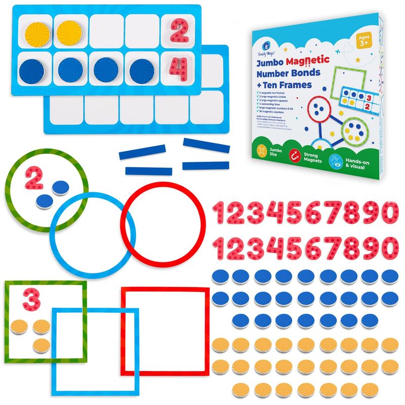 82 PCS Jumbo Magnetic Number Bonds and Magnetic Ten Frames Set ...