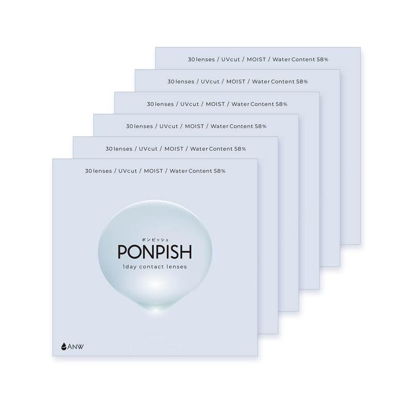 クリアコンタクトレンズ 1day PONPISH ポンピッシュ ワンデー【6箱セット180枚 1箱30枚入り】度あり 高含水 1日使い捨て コンタクトレンズ（3.00） - EveryMarket