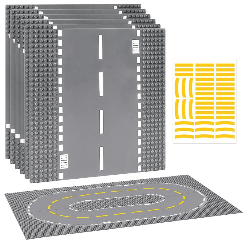 6 Pack Road Baseplates for Building, Compatible with Lego Classic ...