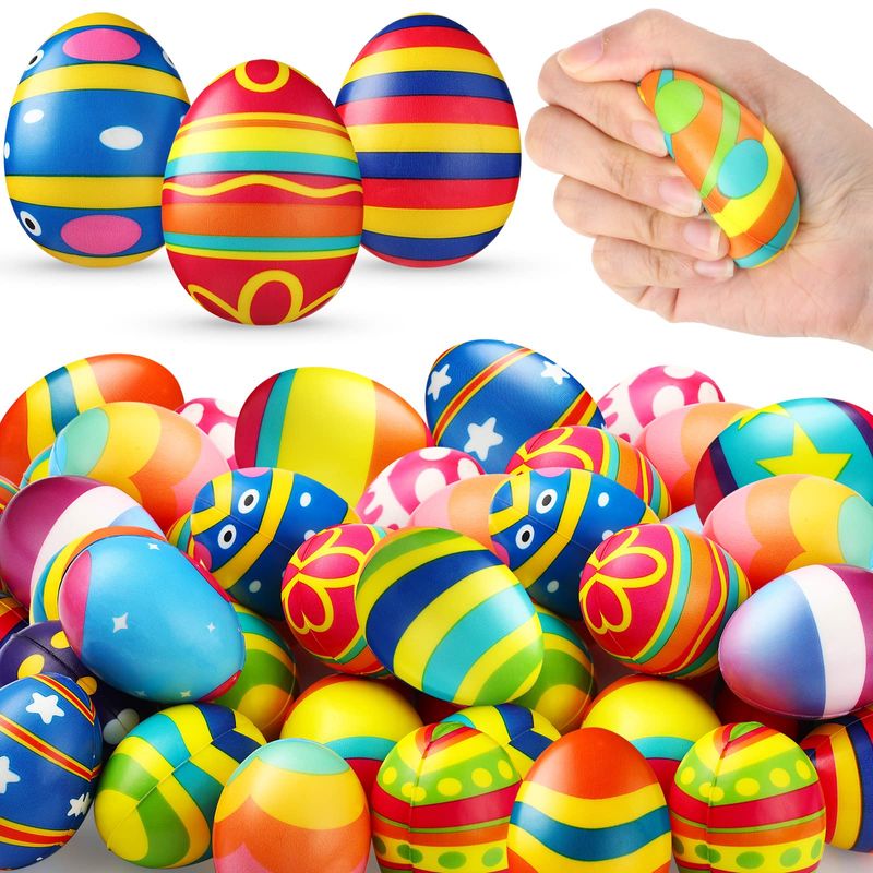 20 Pieces Easter Egg Shaped Foam Stress Ball 2.36 Inch Foam Easter Egg Toys Easter Stress Balls ...
