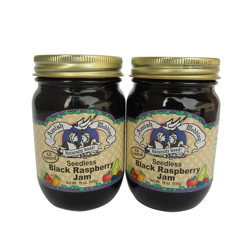 Amish Wedding All Natural Seedless Black Raspberry Jam 18 Ounces (Pack ...