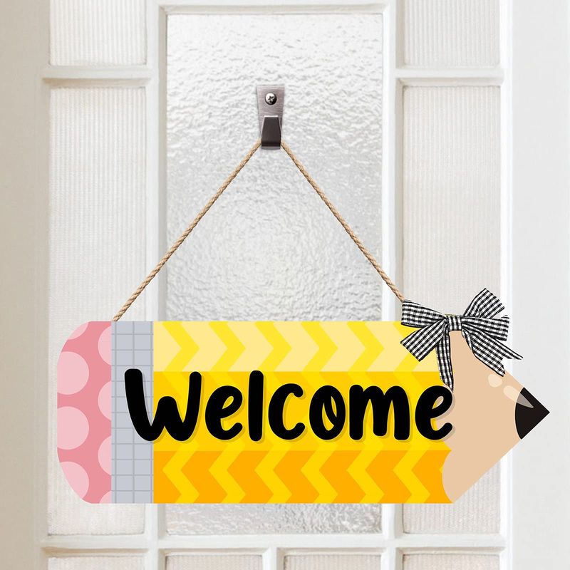 Back to School Pencil Welcome Door Sign Teacher Appreciation Door ...
