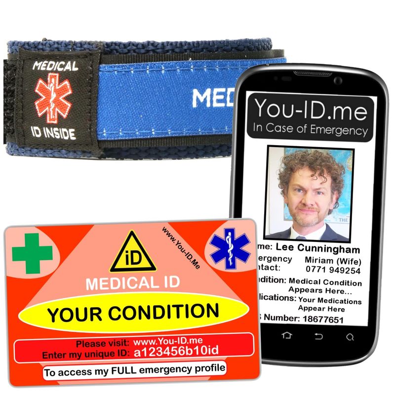 Addison's Disease Medical Alert Card and ID Band, Emergency ID, 2 Items ...