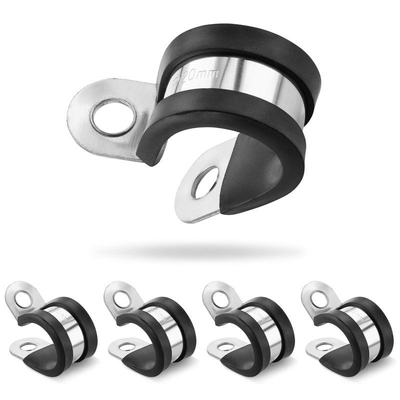 Poppstar 5X Hose Clamps P-Clamp Stainless Steel, Clamping Range 20mm ...