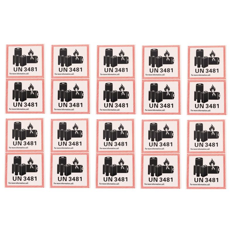 sourcing map 50 Pack UN3481 Battery Stickers Caution Warning Labels for ...