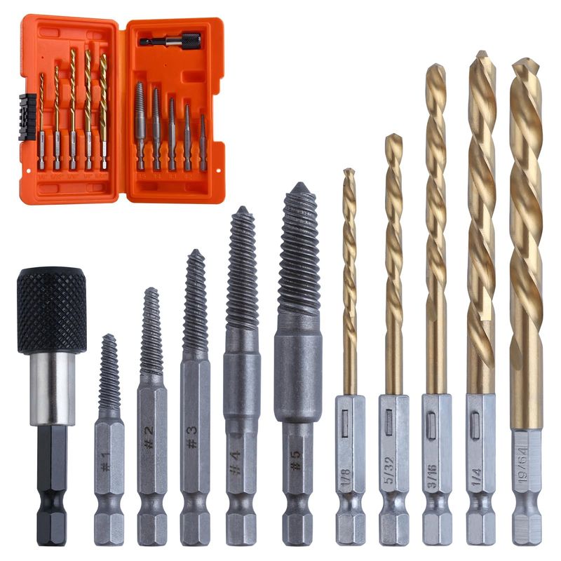 LEONTOOL Reverse Tap Tanned Screw Remover Bit Extractor Screw Extractor ...