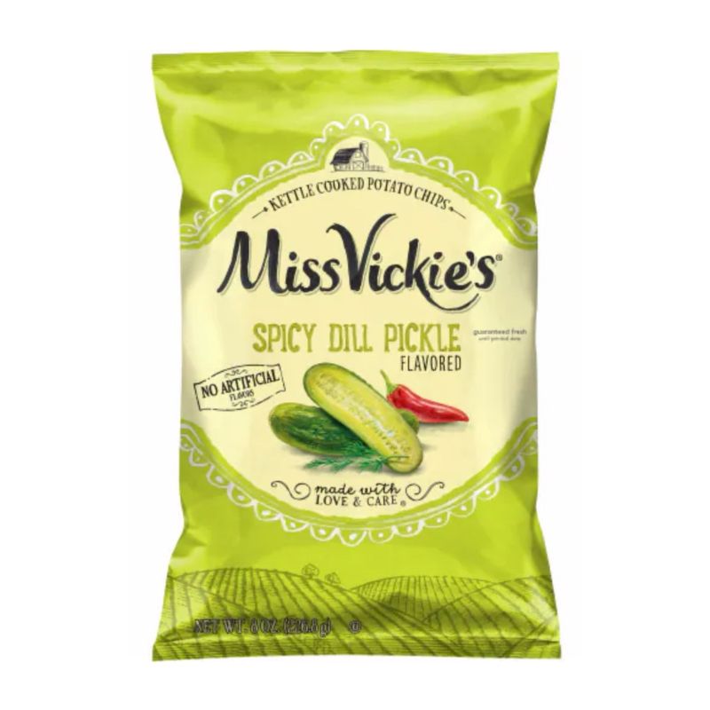 🟡 New Exclusive Miss Vickies Spicy Dill Pickle Cooked Potato Chips 8oz ...