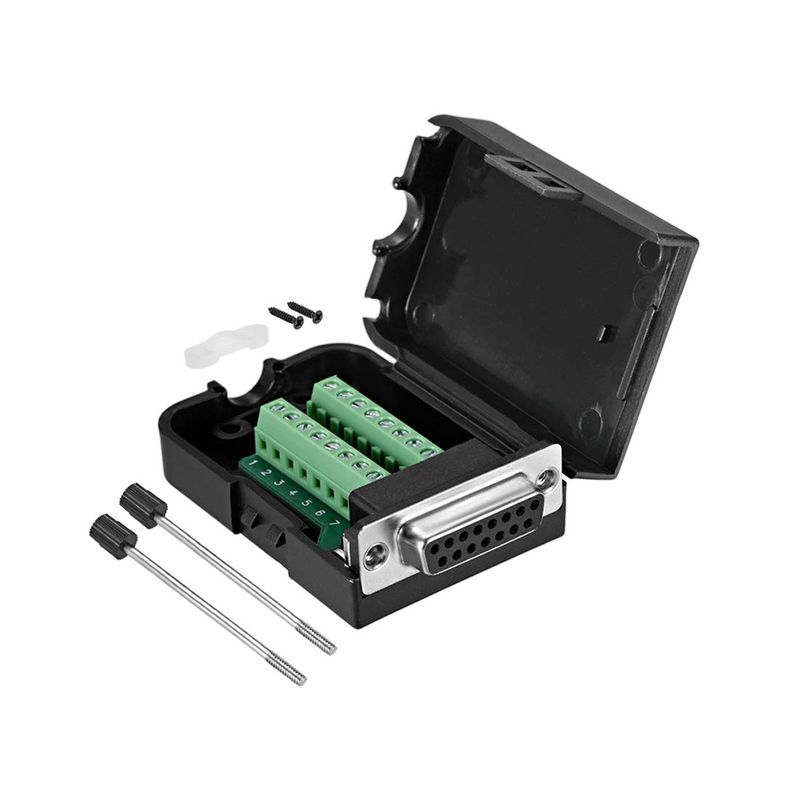 sourcing map D-sub DB15 Breakout Board Connector with Case 15 Pin 2 Row ...