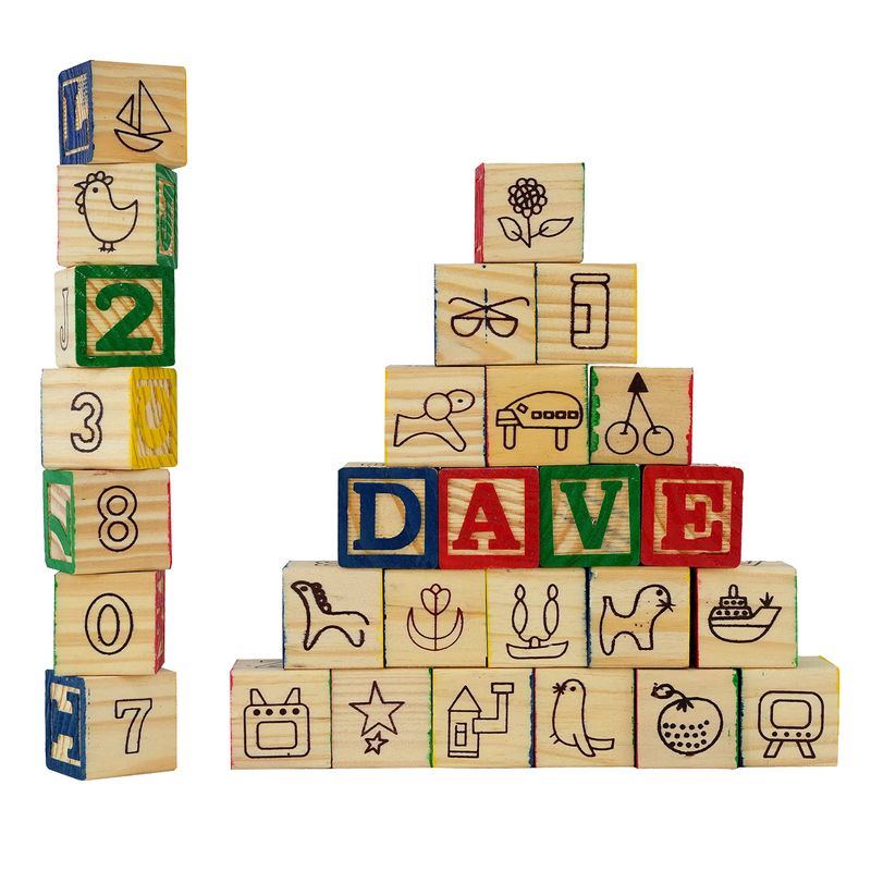 MTS Wooden Building Blocks Kids Alphabet Letters and Numbers Bricks Toy ...