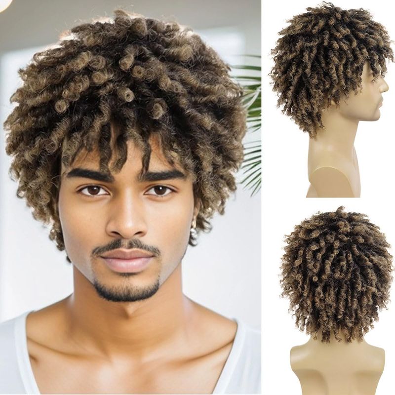 GNIMEGIL Ombre Blonde Dreadlock Wig Male Short Braided Wigs Fake Dreads ...