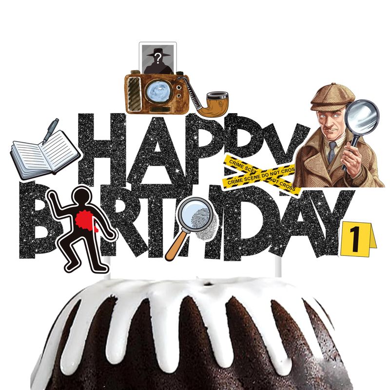 Detective Birthday Party Cake Topper Detective Theme Cake Topper Black ...