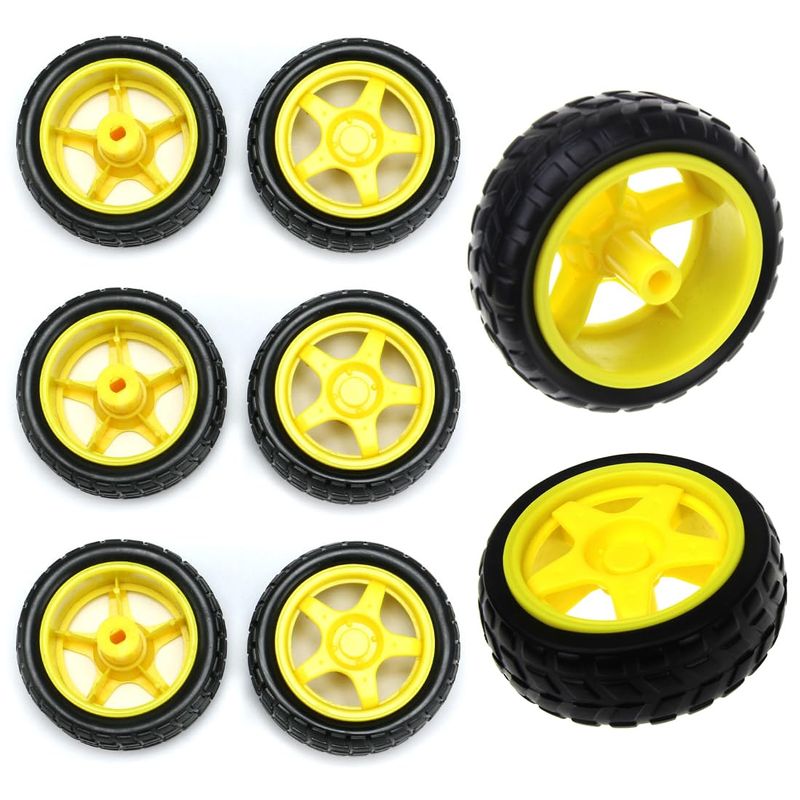 ThtRht 8 Pack TT Motor Wheels Replacement Smart Car Robot Wheel Tyres 1 ...