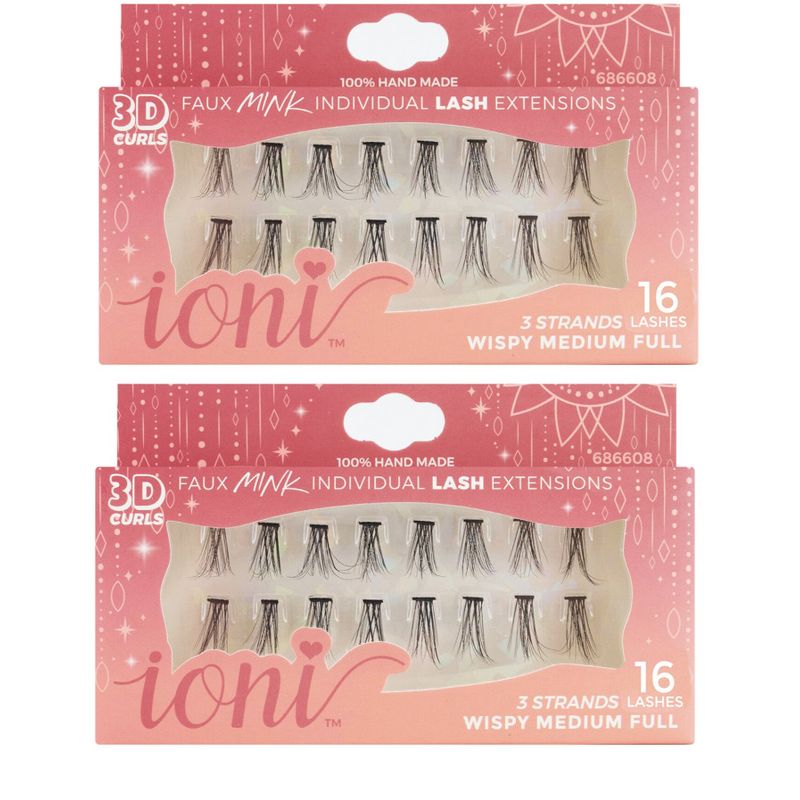 32 pack) Ioni 3D Black False Mink Lashes Individual Wispy Full Volume ...